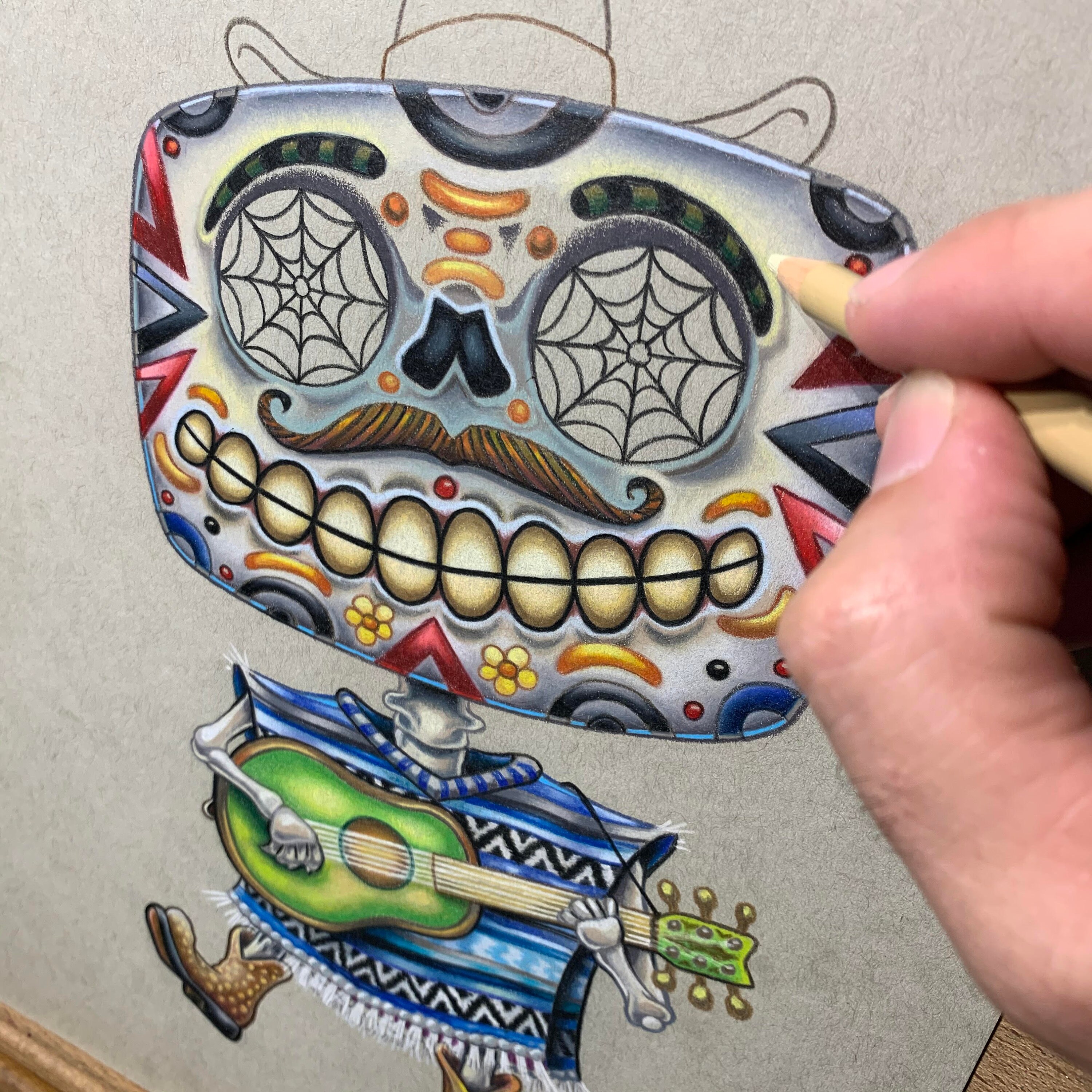 Esqueleto Musical Skeleton Sugar Skull Fine Art Wall Print | Etsy