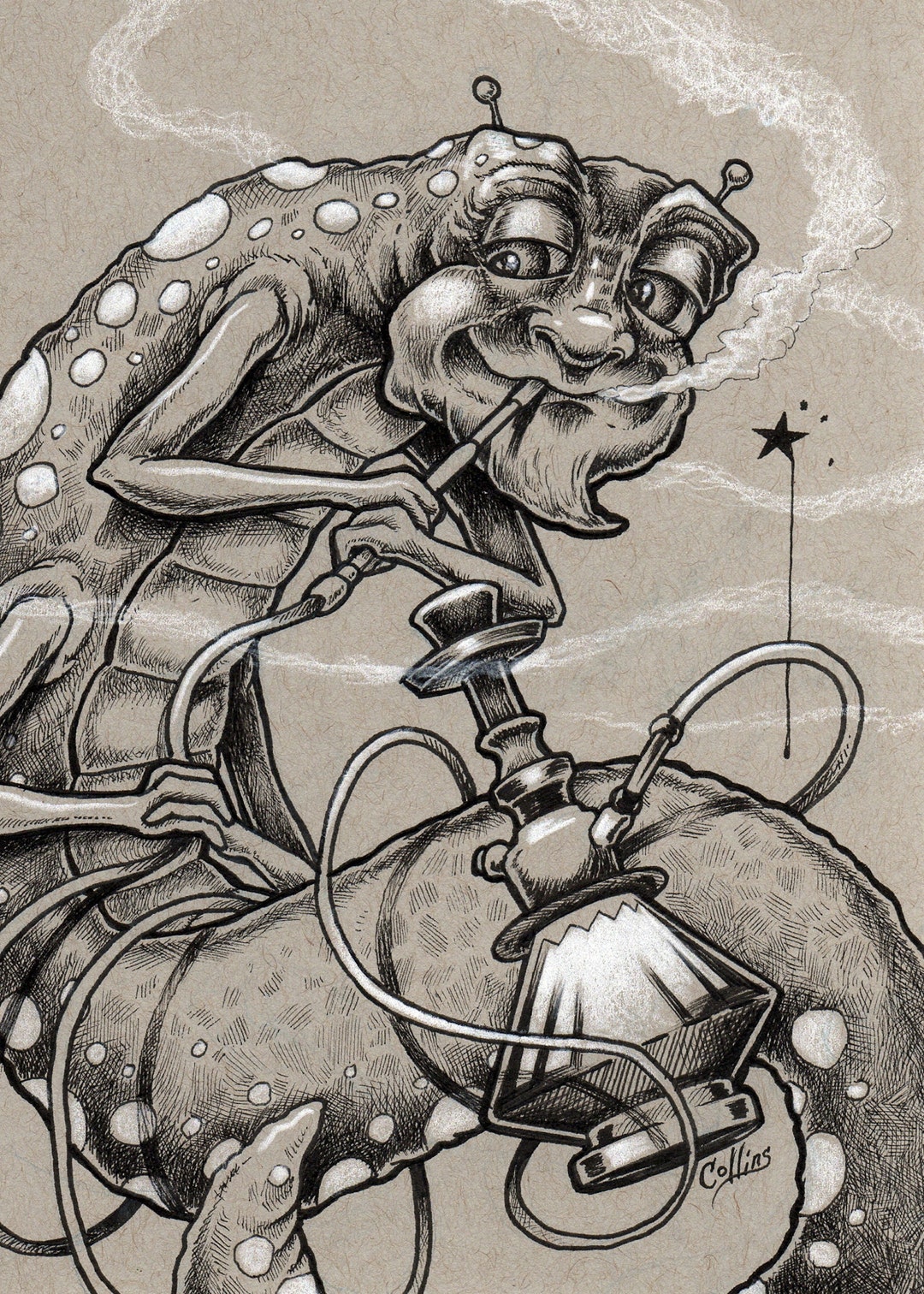 The Caterpillar Absalom Hookah Alice in Wonderland Fine Art Wall Print ...