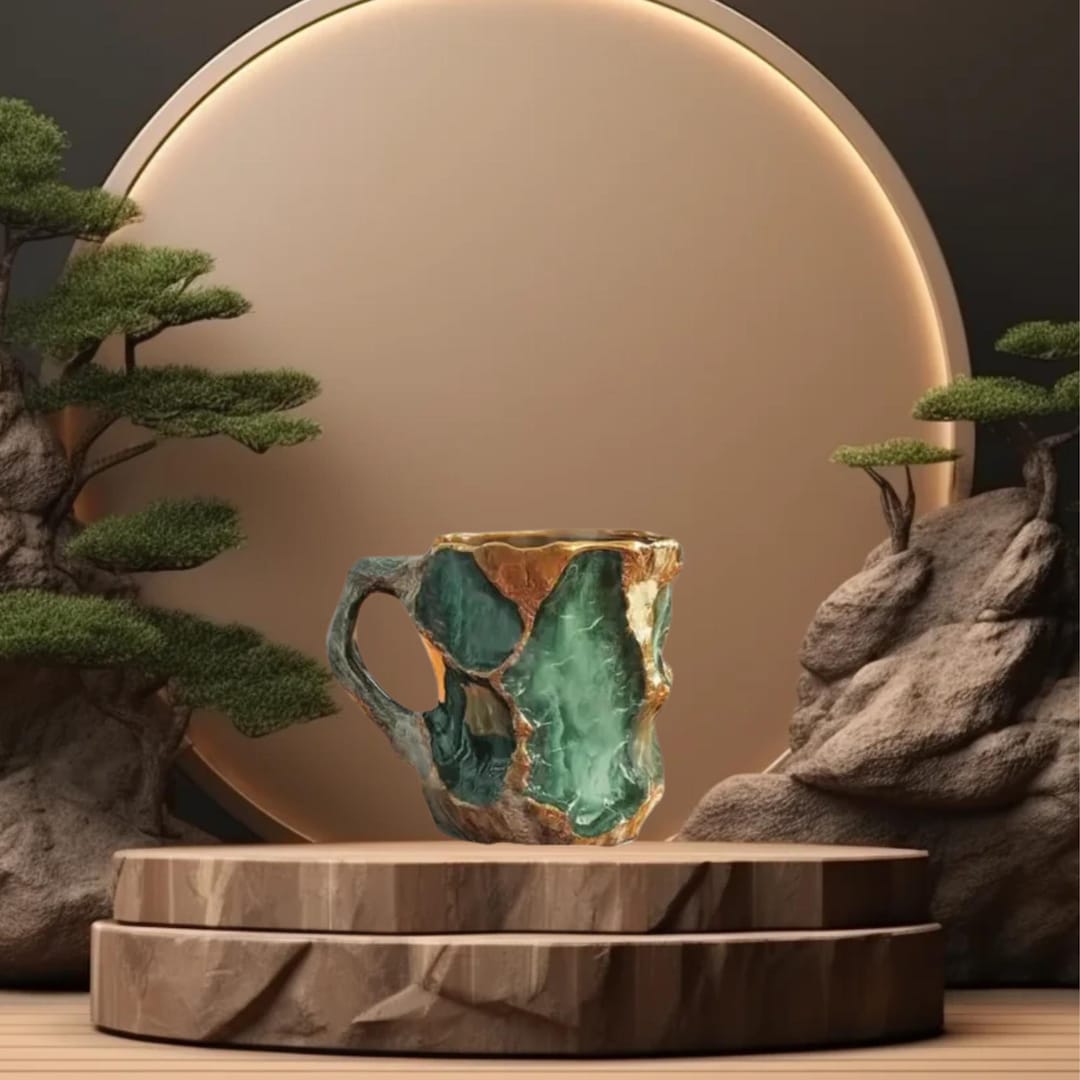 Natural Mineral Resin Cup Crystal Resin Coffee Mug Resin Mineral ...