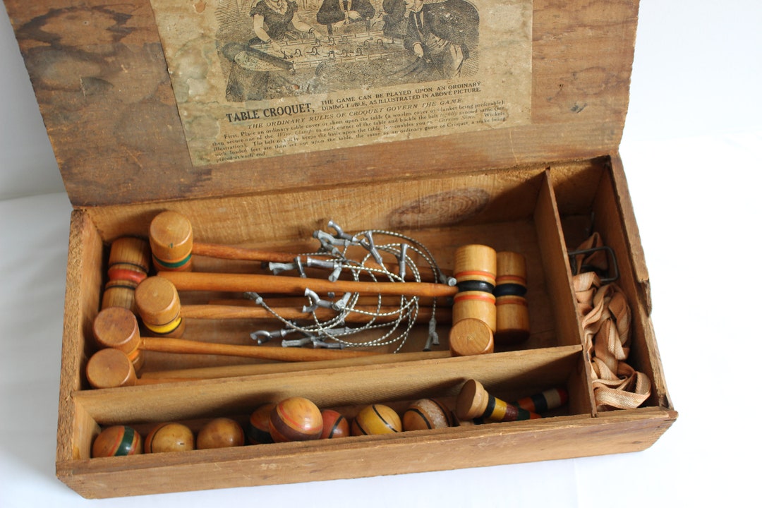 Vintage Tabletop Miniature Croquet Game Set in Box - Etsy