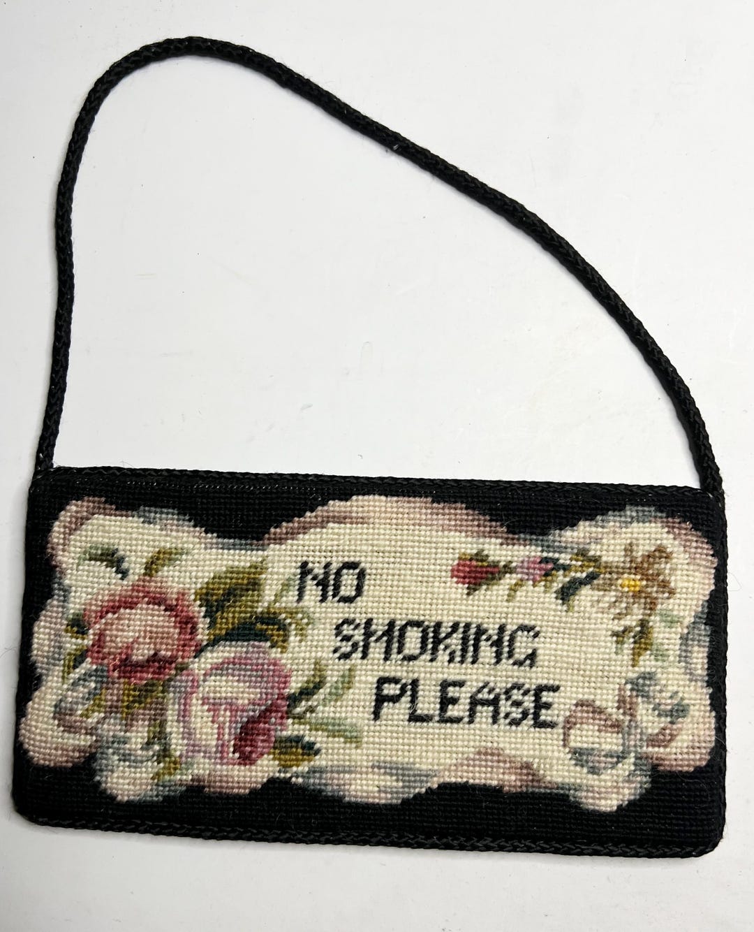 Vintage Needlepoint Sign “no Smoking Please” - Floral Design ...