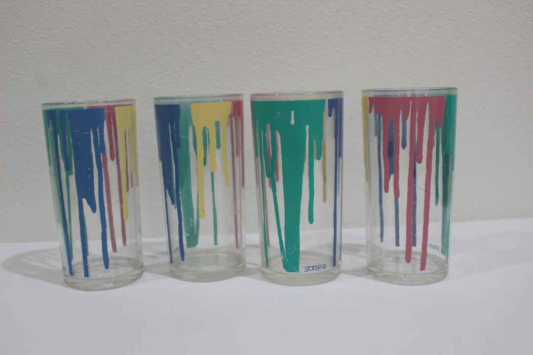 Vintage Mid Century HJ Stotter Acrylic Lucite Colorful Paint Splash ...