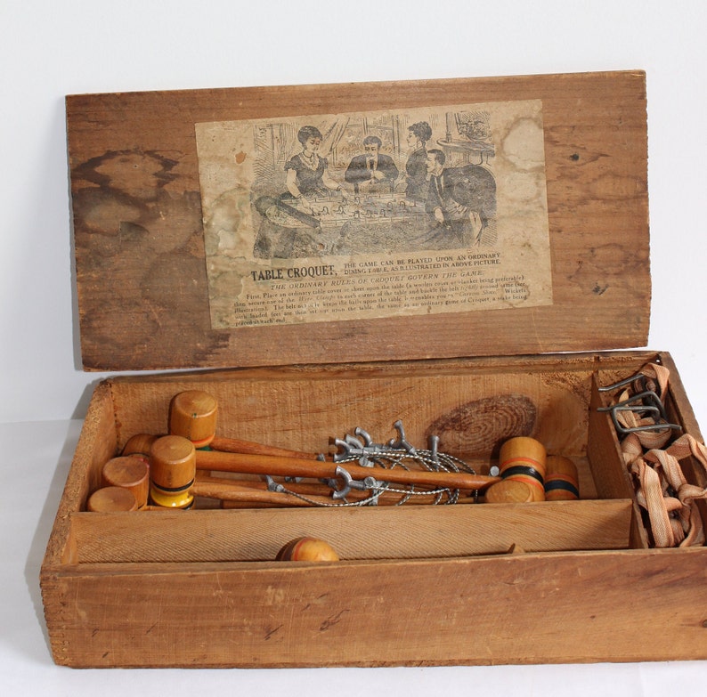 Vintage Tabletop Miniature Croquet Game Set in Box - Etsy