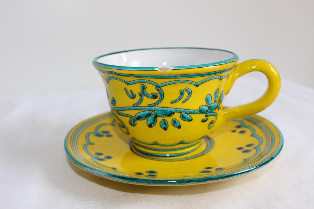 Mid-century Vintage Italian Mancioli Bagni Pottery Cup & Saucer Set ...