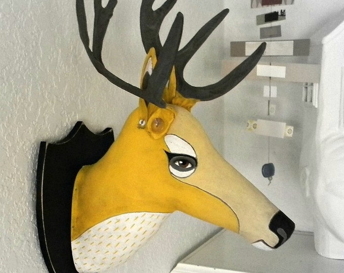 LAST ONE Yellow Deer Head Hand Painted Original Folk Art - Etsy