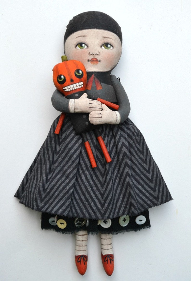 Halloween Skeleton DOTD Ragdoll Hand-Painted Original Folk Art | Etsy