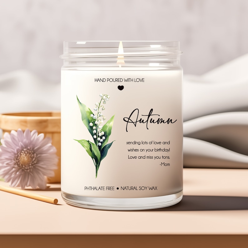 May Birth Flower Gift Candle, Birth Candle, Personalized Birthday Gift ...