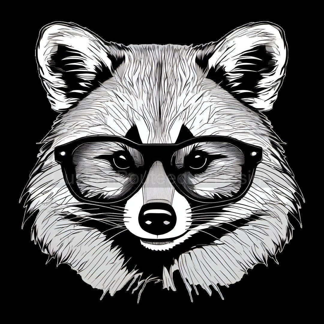 Female Raccoon With Glasses Svg Pdf Png Vector Graphic, High Quality ...