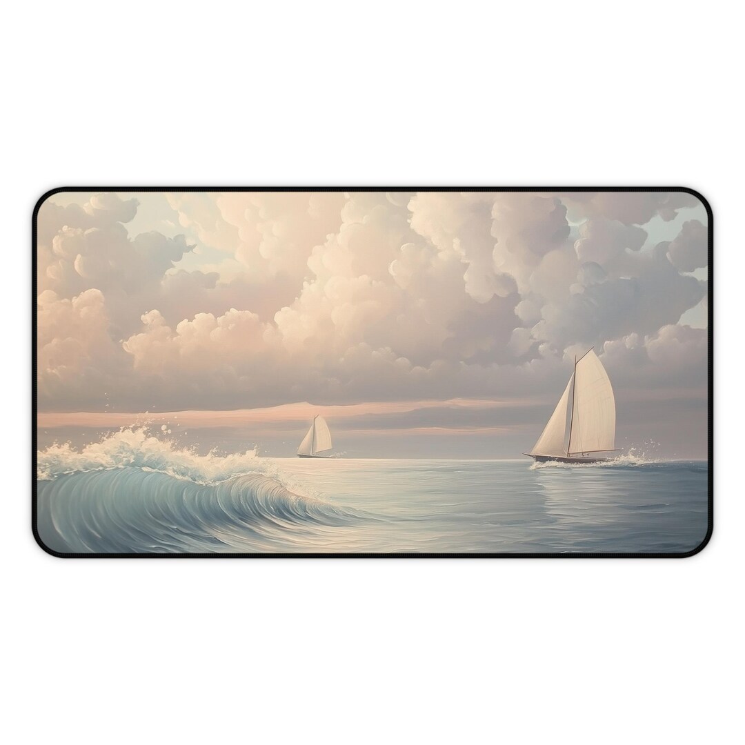 Sail Boat Oil Painting Desk Mat, Computer Desk Mat, Nautical Desk Mat ...