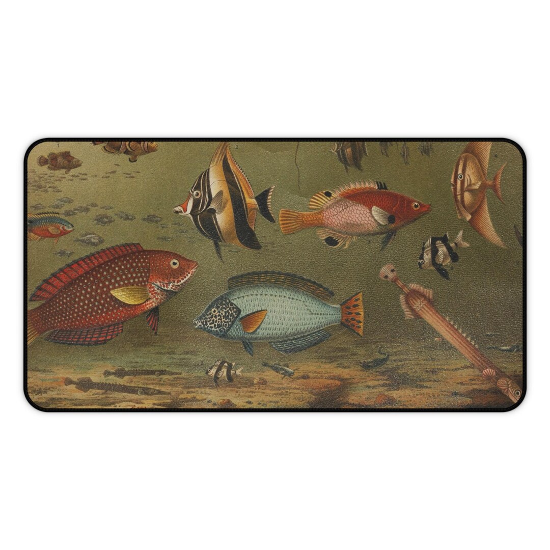 Nautical Fish Desk Mat, Computer Desk Mat, Fish Lovers Gift, Desk Mat ...