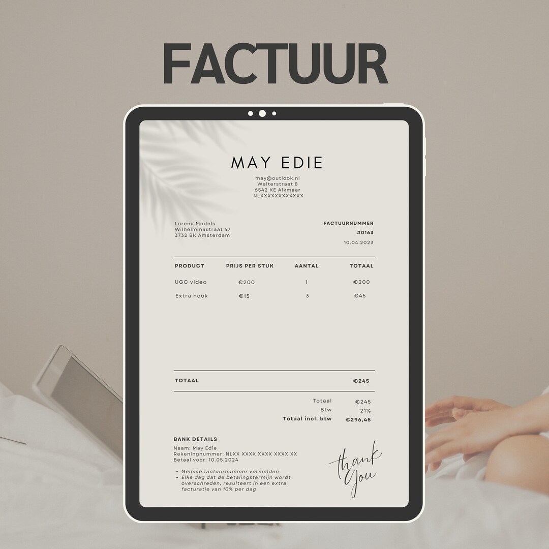 Invoice Template Canva, Dutch, Invoice Template, UGC Invoice Template ...