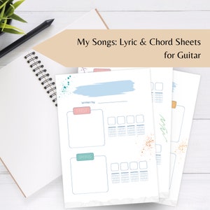 My Songs: Lyric & Chord Sheets for Guitarists - Printable Songwriting ...