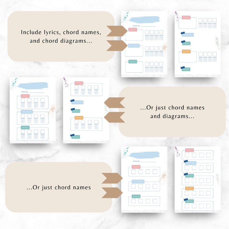 My Songs: Lyric & Chord Sheets for Guitarists - Printable Songwriting ...