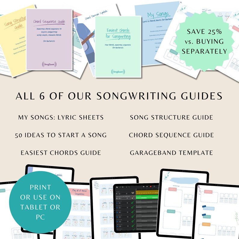 The Ultimate Collection: Songwriting for Guitarists - Beginner Guitar, Music Theory Cheat Sheet ...