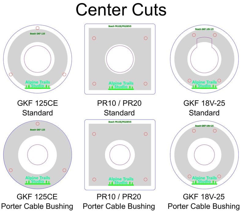 Router Base Plates for Bosch Compact Palm Routers (models PR10 / PR20 ...