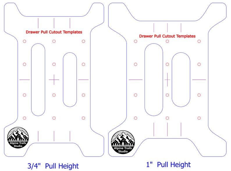 Drawer Pull Cutout Template in Multiple Sizes - Etsy
