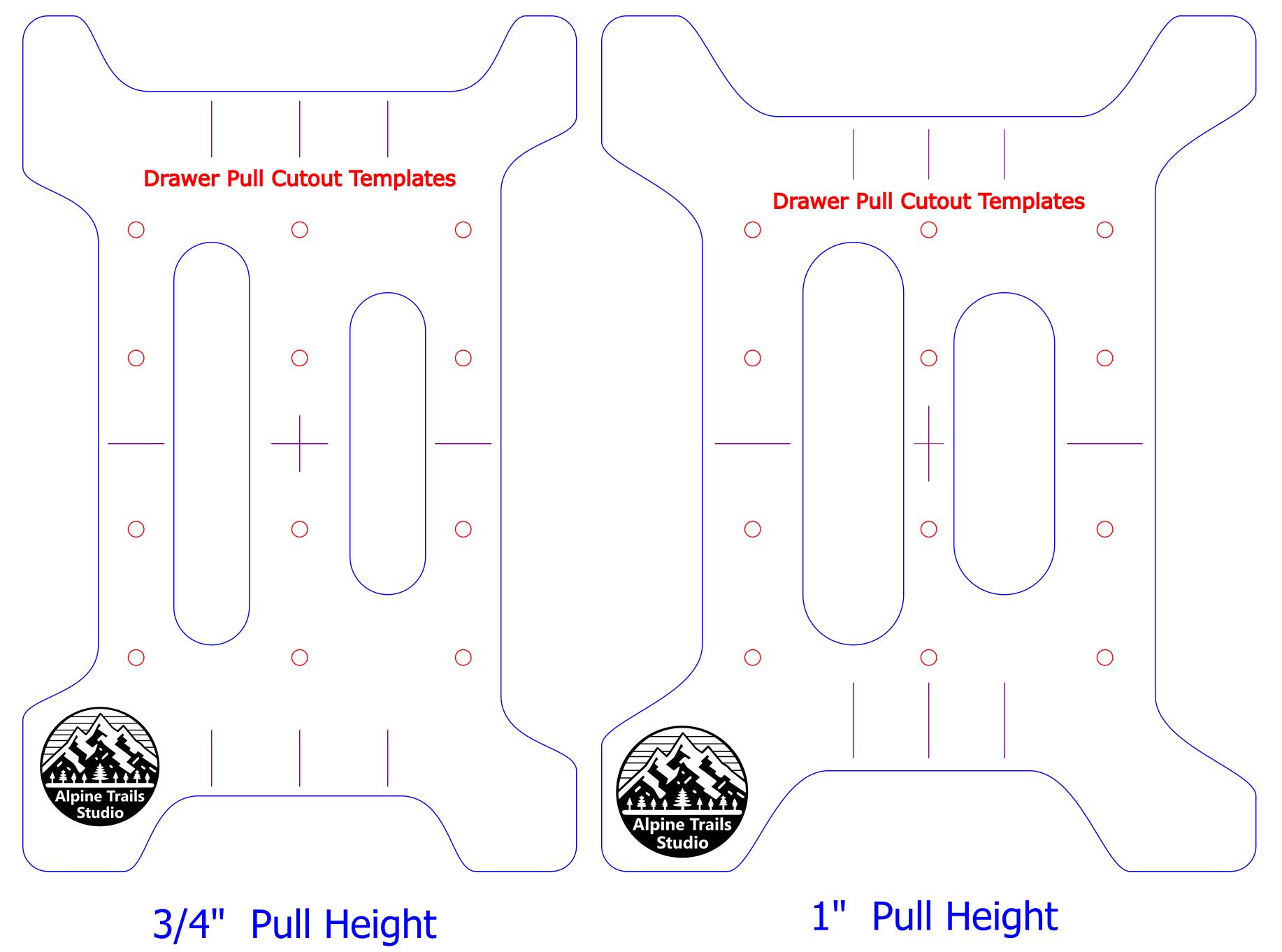 Drawer Pull Cutout Template in Multiple Sizes - Etsy