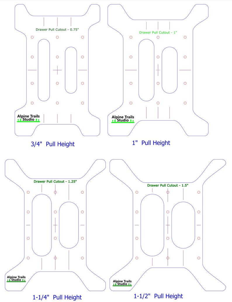Drawer Pull Cutout Template in Multiple Sizes - Etsy