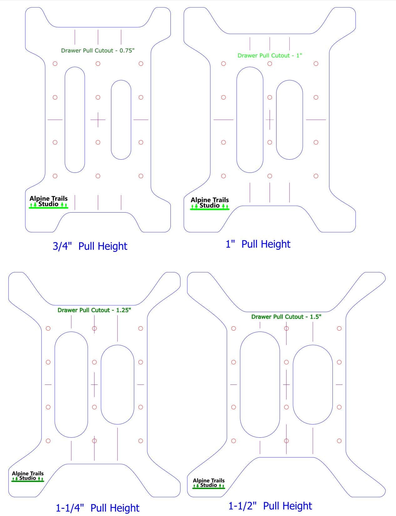Drawer Pull Cutout Template in Multiple Sizes - Etsy