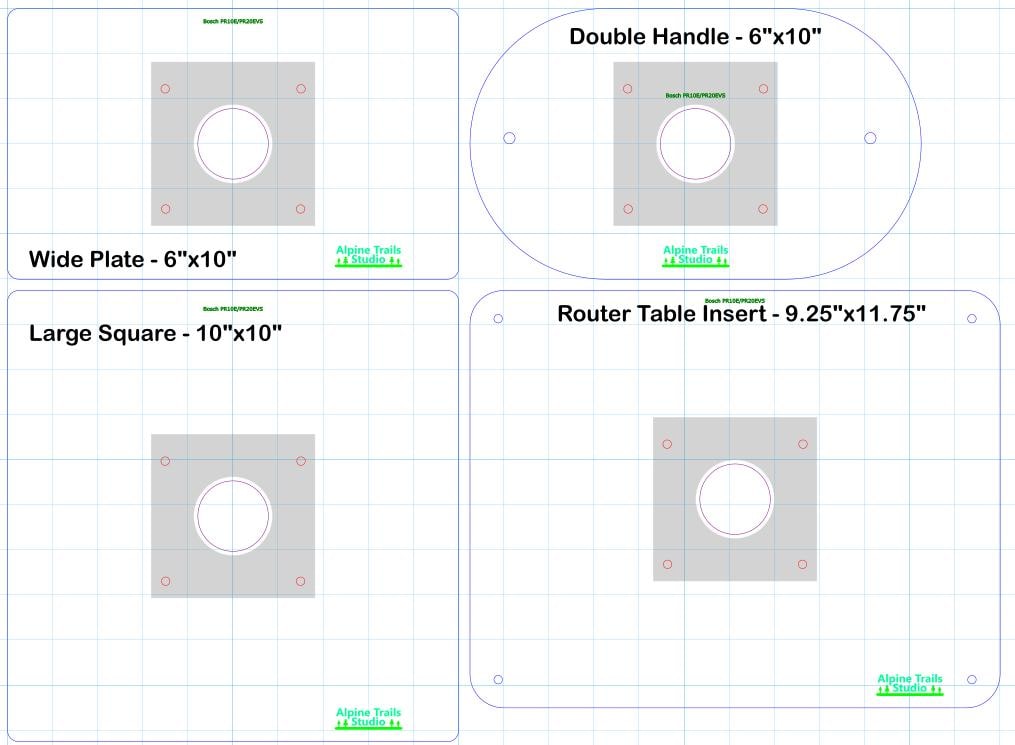 Router Base Plates for Bosch Compact Palm Routers (models PR10 / PR20 ...