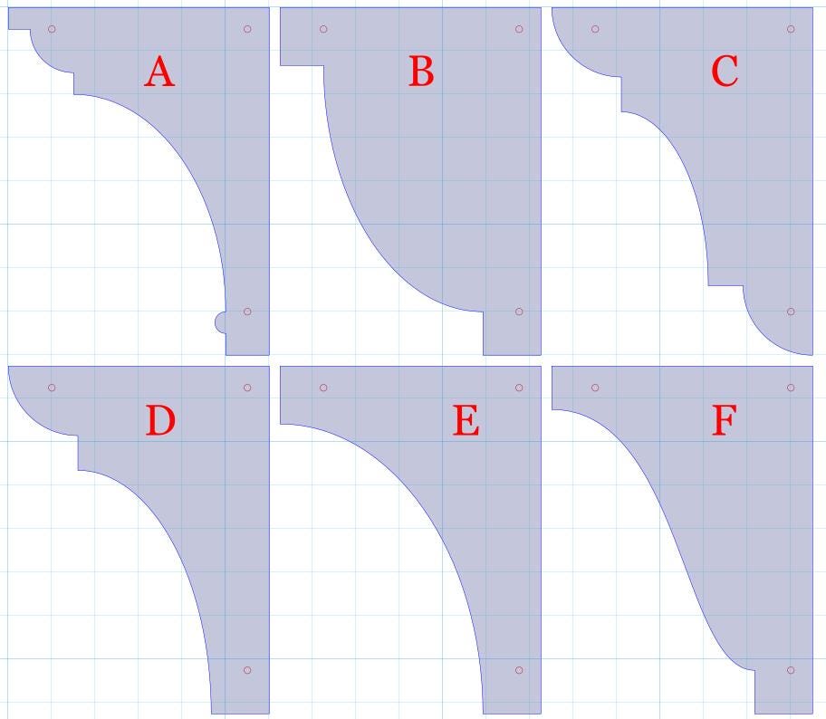 Corbel Router Templates - Multiple Shapes and Sizes Available - Etsy