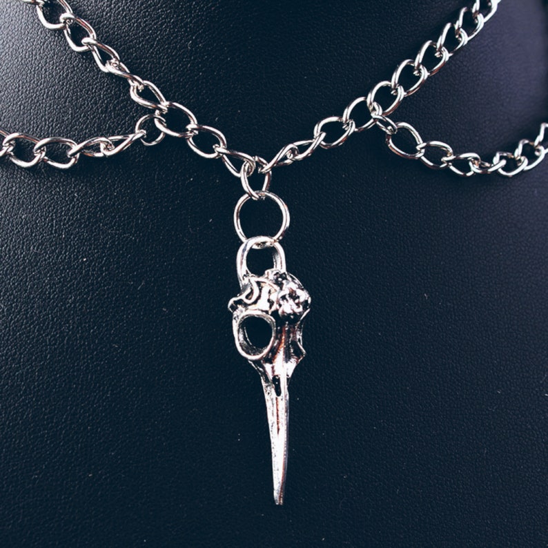 Bird Skull Flat Link Chain Gothic Chain Alternative Style Chain ...