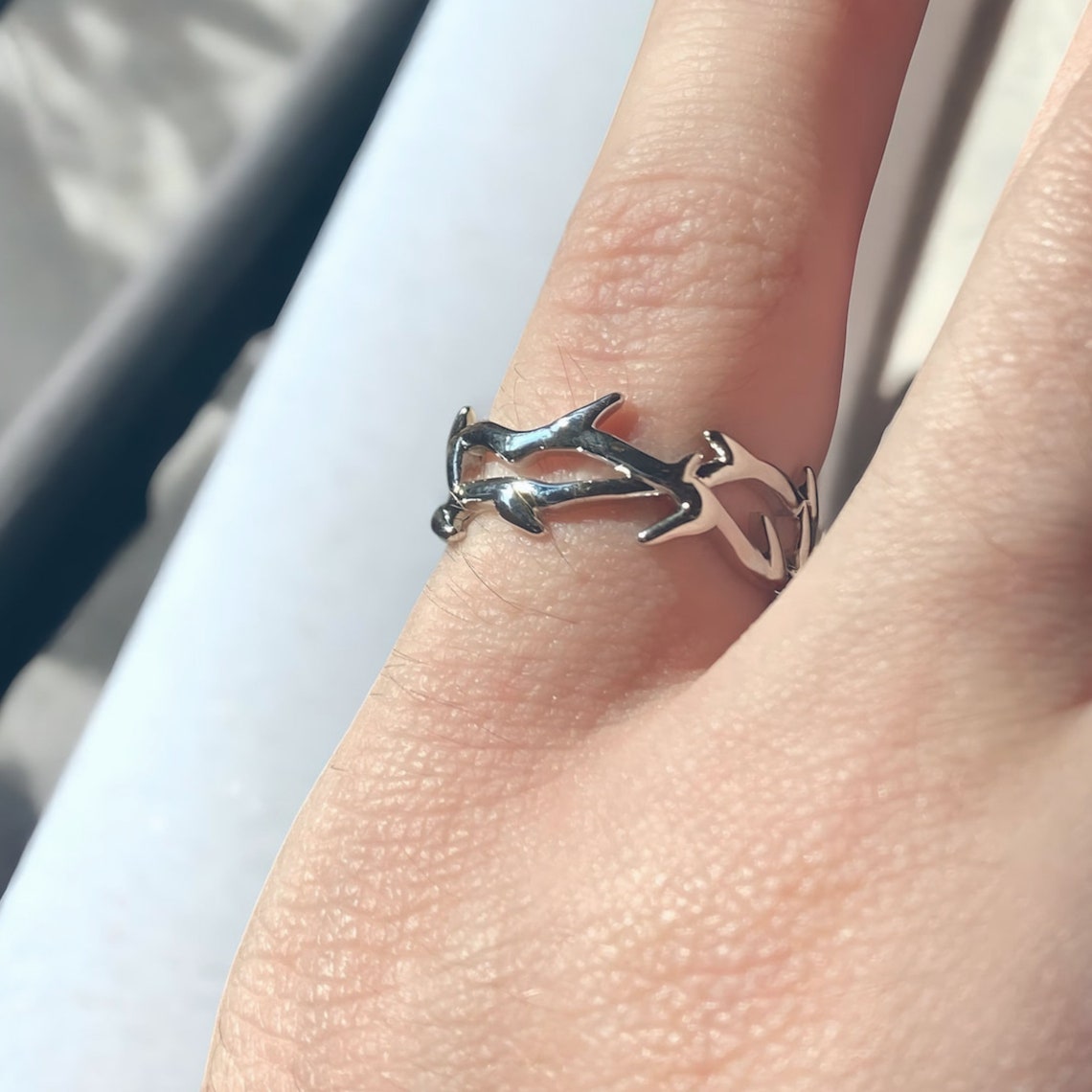 Y2k Silver Thorn Ring Edgy Spike Barbed Wire Ring Unique Geometric Ring ...