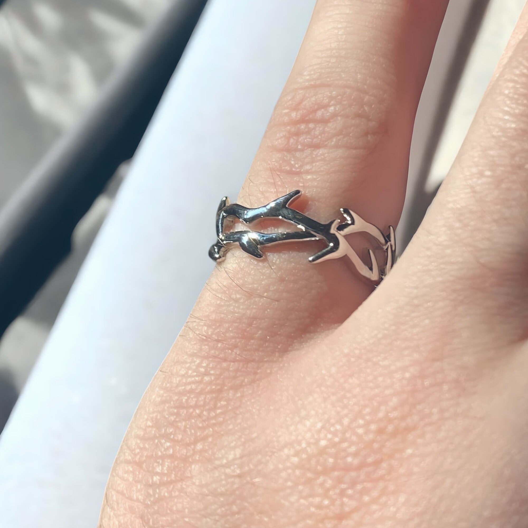 Y2k Silver Thorn Ring Edgy Spike Barbed Wire Ring Unique Geometric Ring Open Adjustable Ring ...