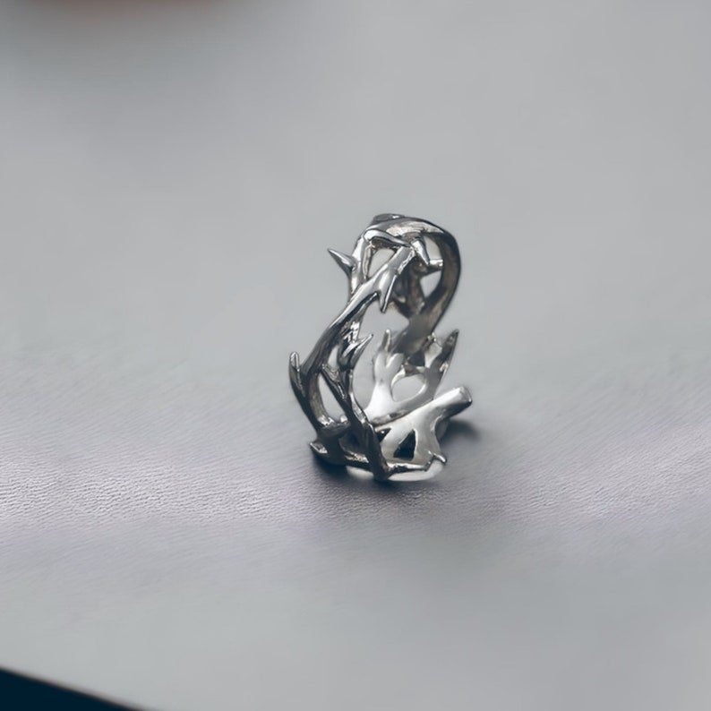 Y2k Silver Thorn Ring Edgy Spike Barbed Wire Ring Unique Geometric Ring Open Adjustable Ring ...