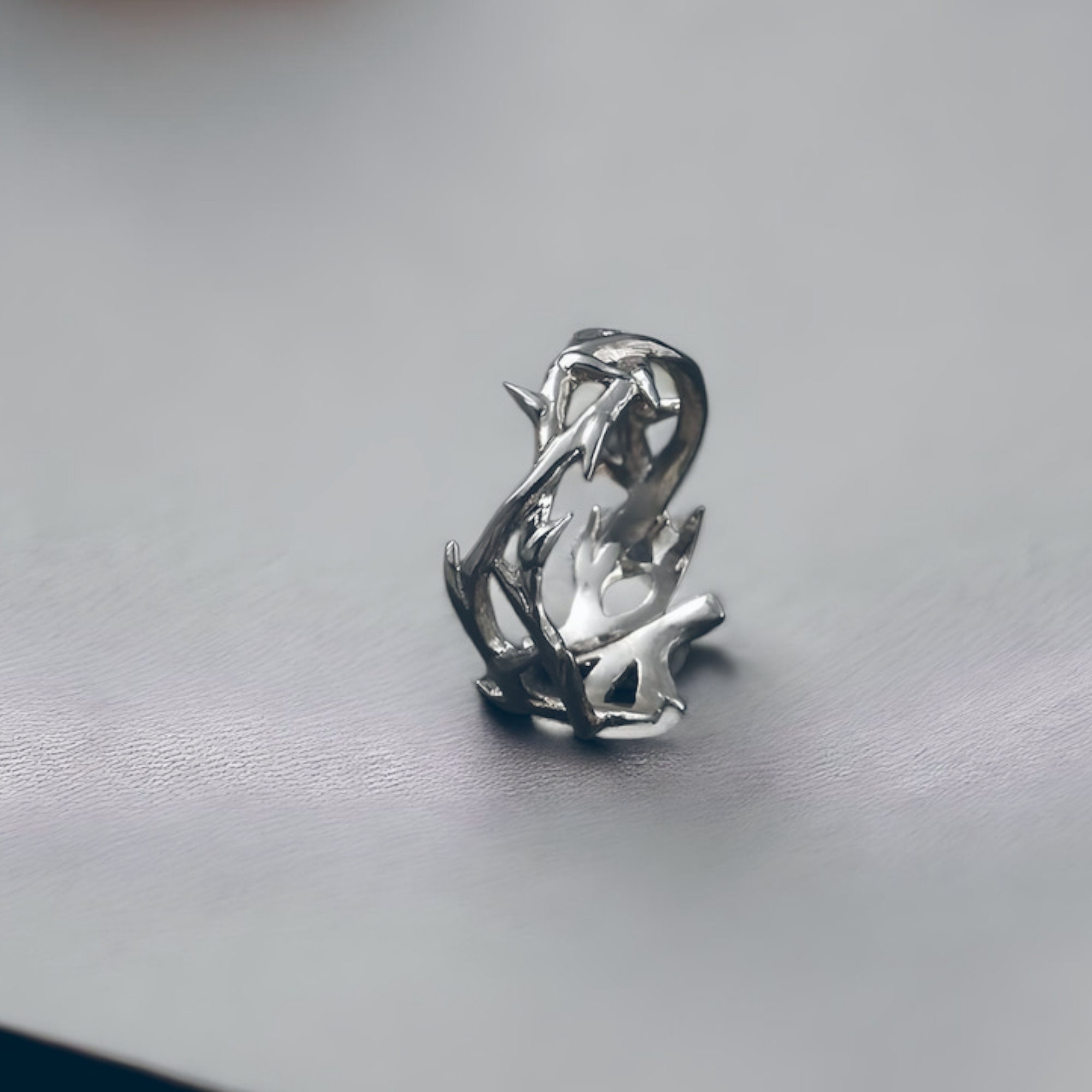 Y2k Silver Thorn Ring Edgy Spike Barbed Wire Ring Unique Geometric Ring ...