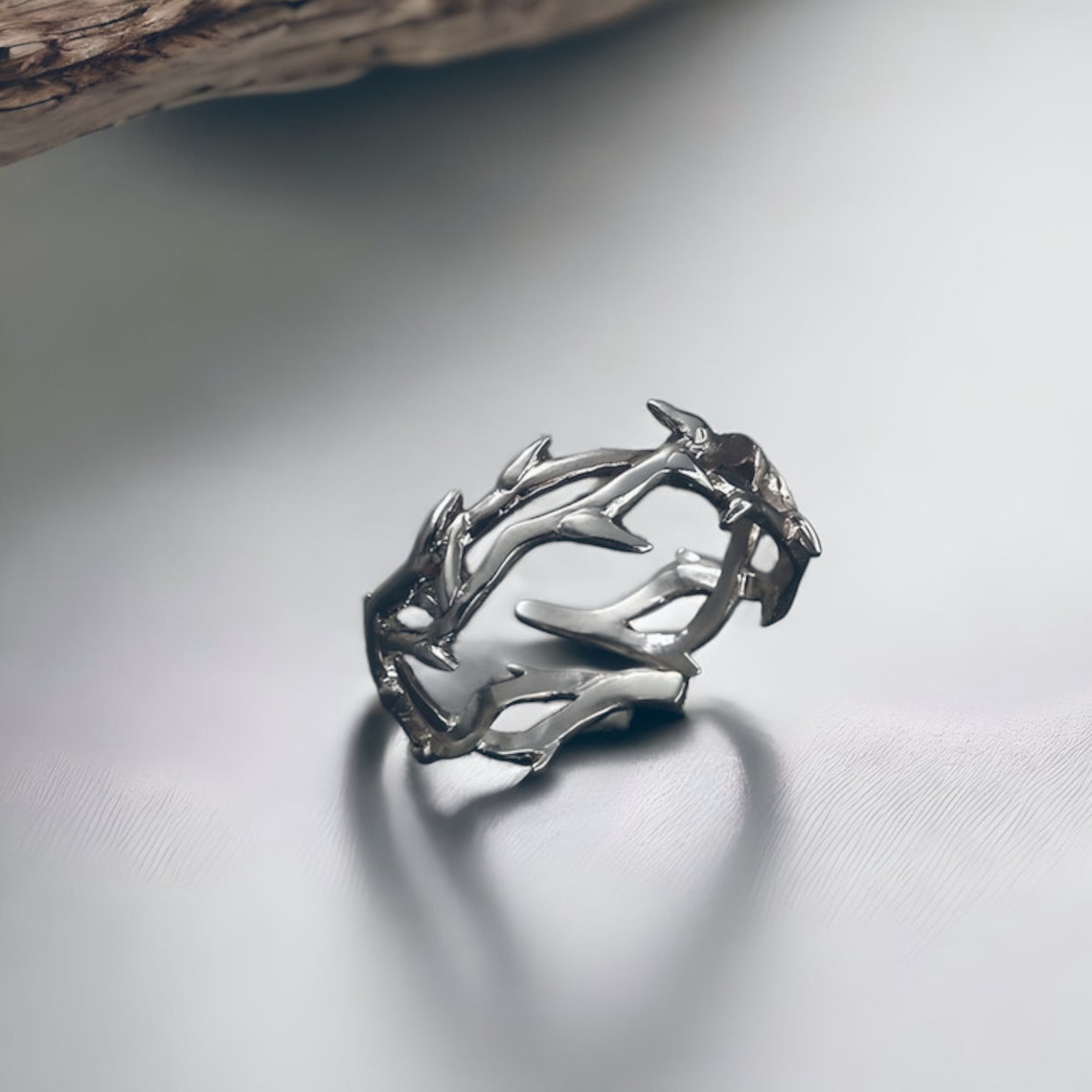 Y2k Silver Thorn Ring Edgy Spike Barbed Wire Ring Unique Geometric Ring Open Adjustable Ring ...