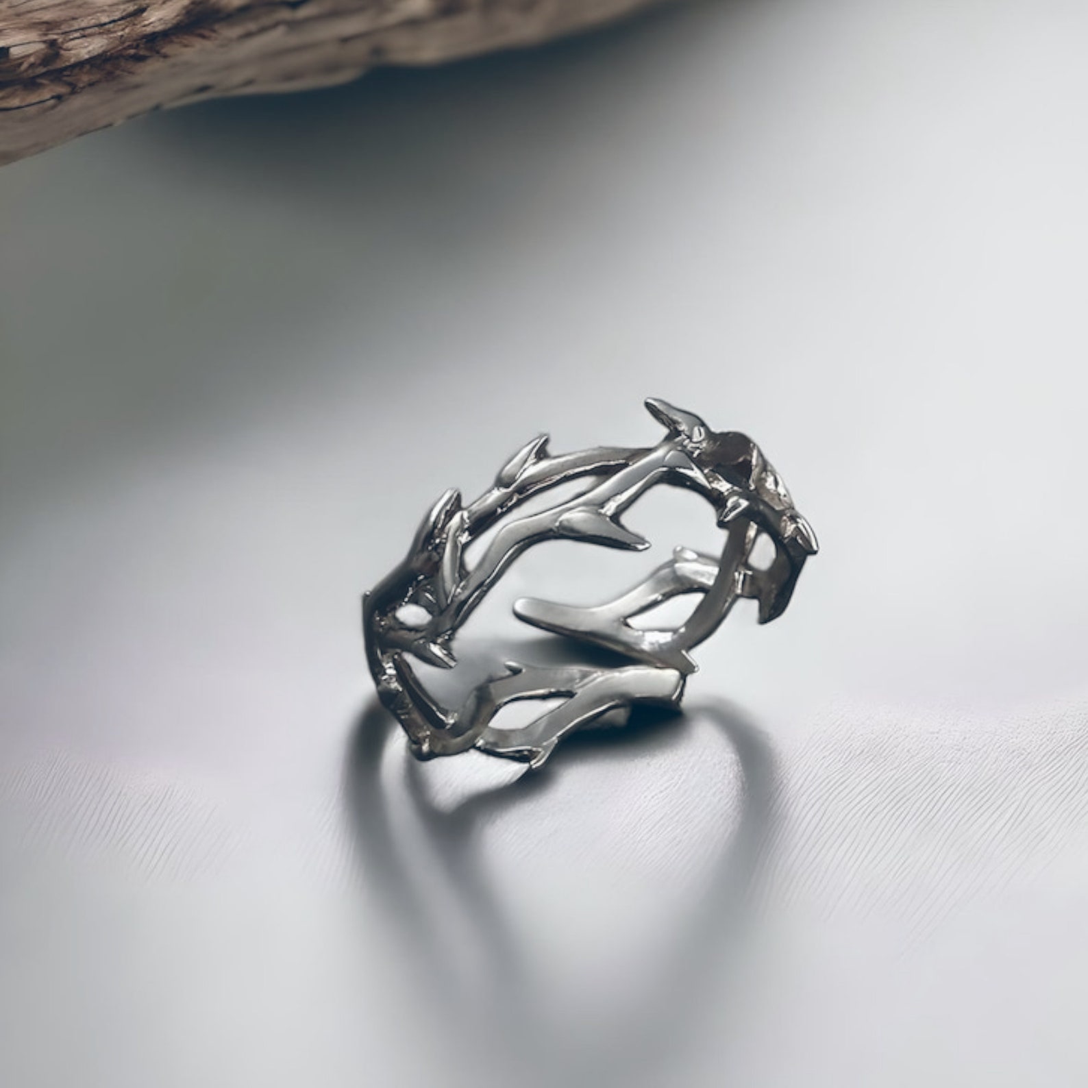 Y2k Silver Thorn Ring Edgy Spike Barbed Wire Ring Unique Geometric Ring ...