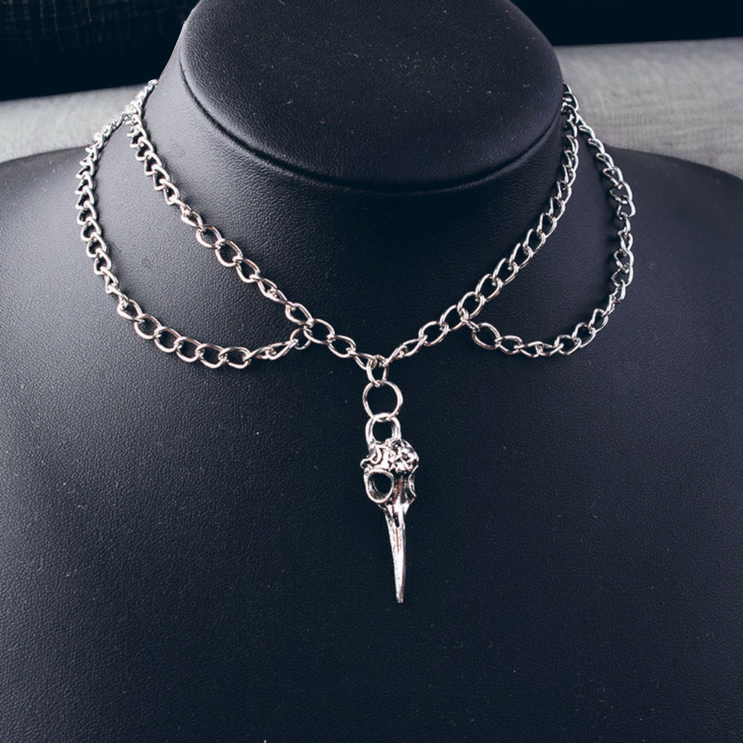 Bird Skull Flat Link Chain Gothic Chain Alternative Style Chain ...