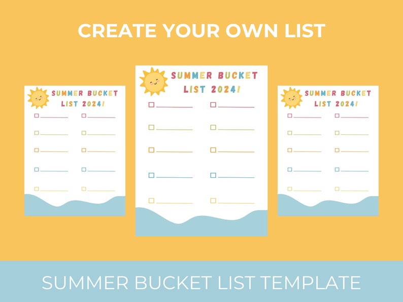 Summer Bucket List TEMPLATE - PRINTABLE and CUSTOMIZABLE - Etsy