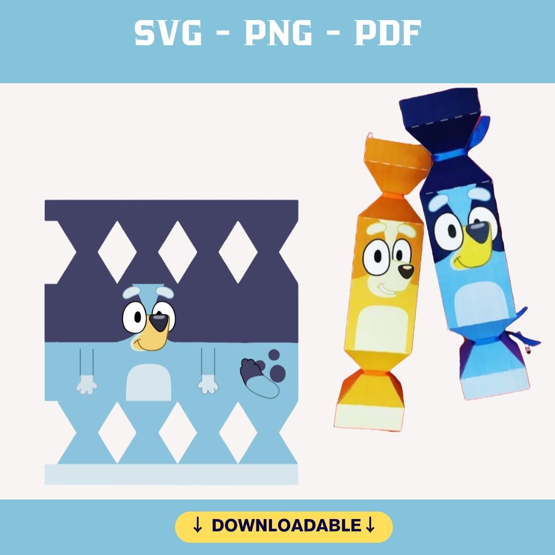 Bluey Candy Shaped Box SVG, PNG, PDF Candy Gift Box Template, Box Svg ...