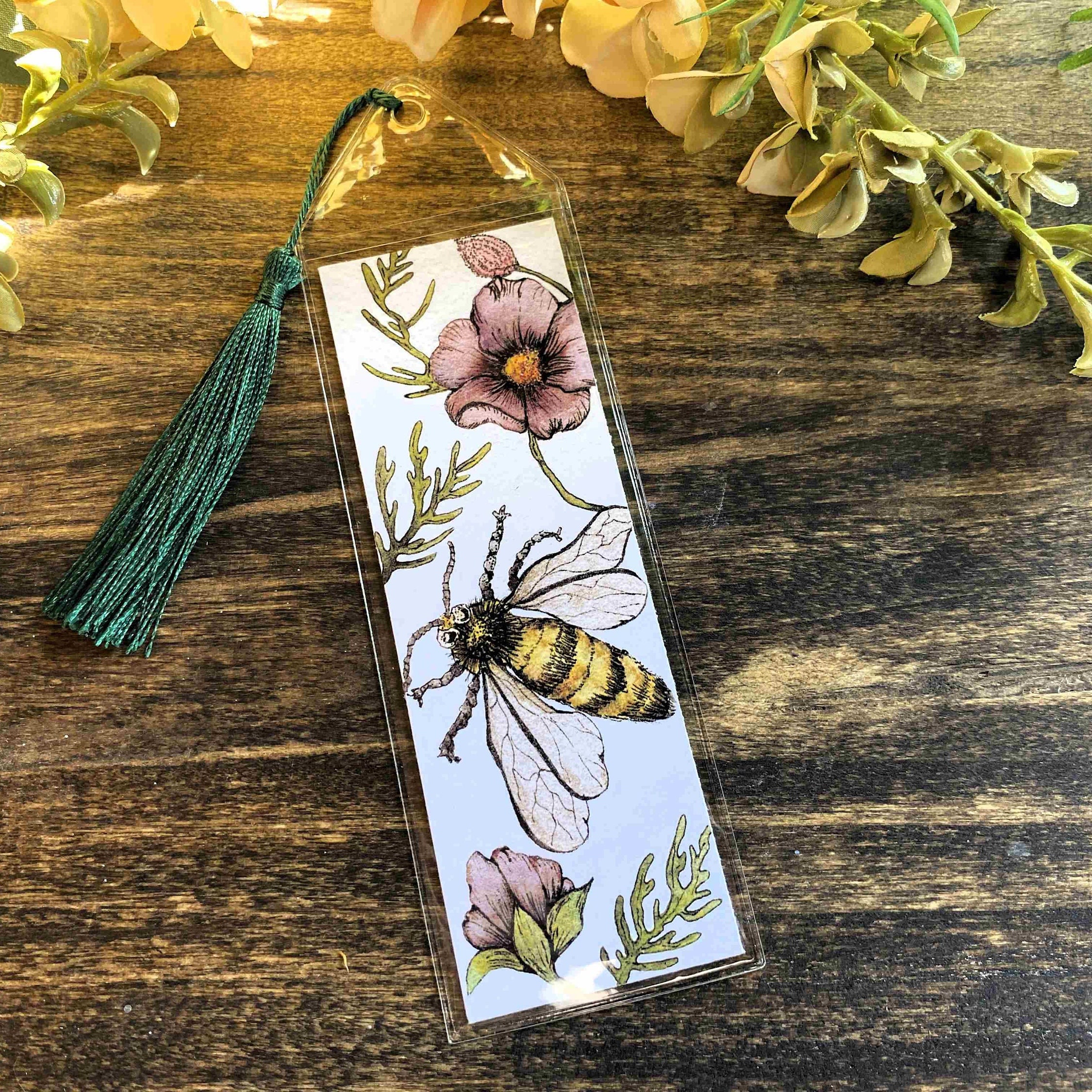 Handmade Honey Bee Bookmark: Botanical Watercolor Art - Etsy