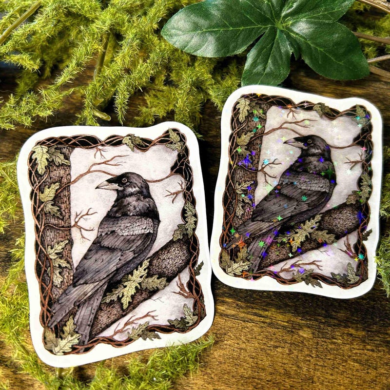Corvid Holographic Stickers - Etsy