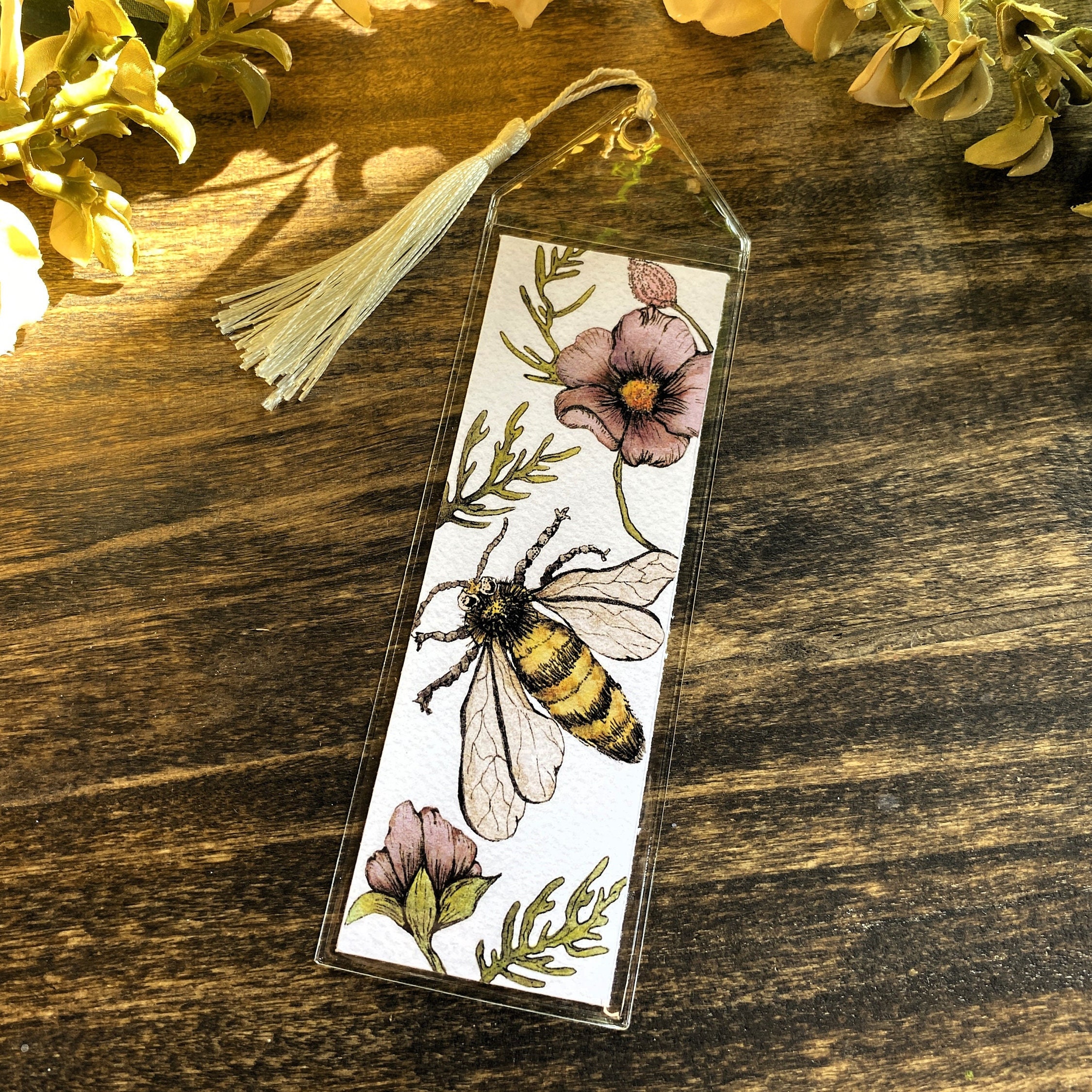 Handmade Honey Bee Bookmark: Botanical Watercolor Art - Etsy