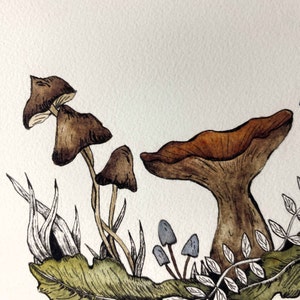 Nature Inspired Mushrooms Watercolor Art Card - Blank Greeting Card ...