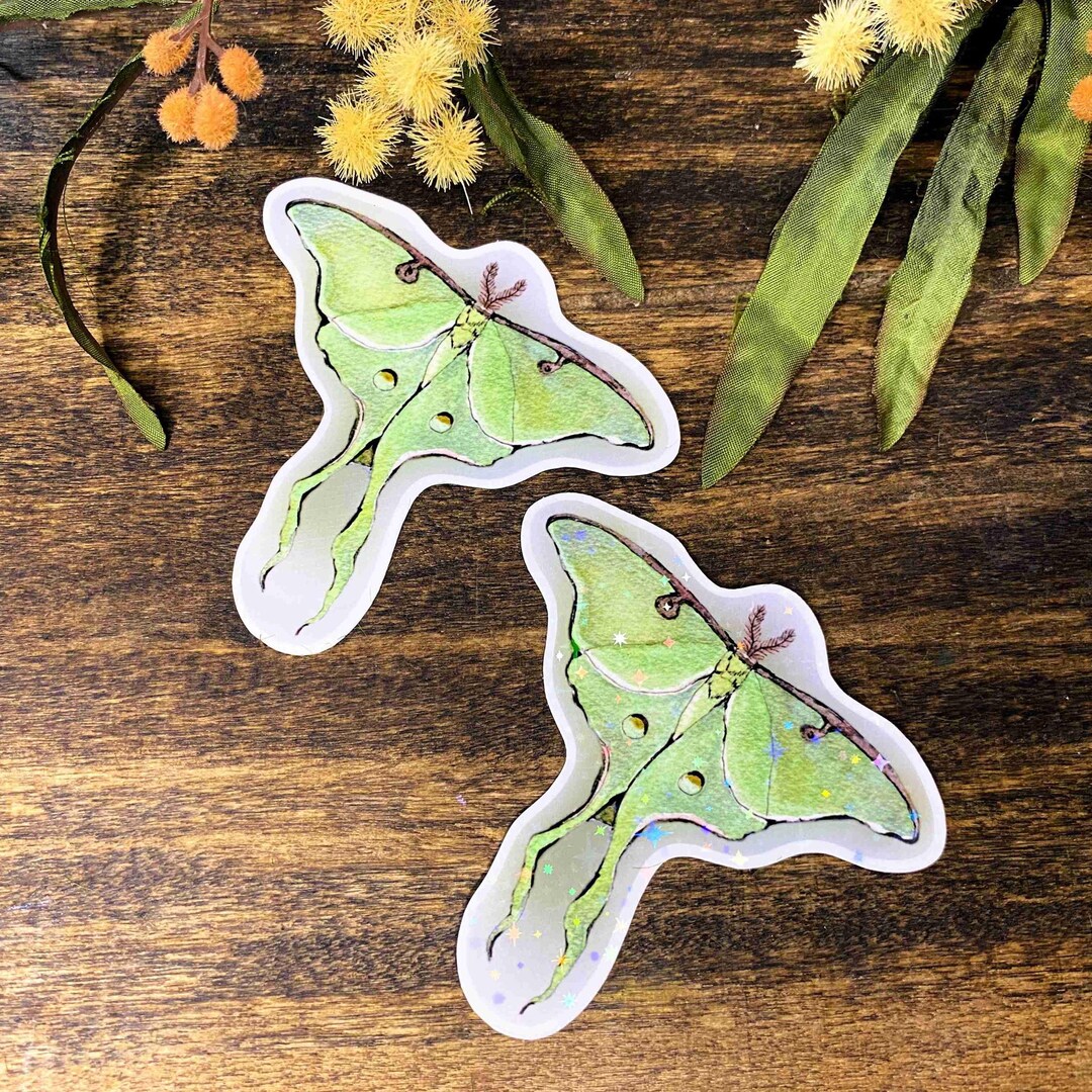 Elegant Luna Moth Sticker, Waterproof Vinyl Decals, Laptop, Water ...