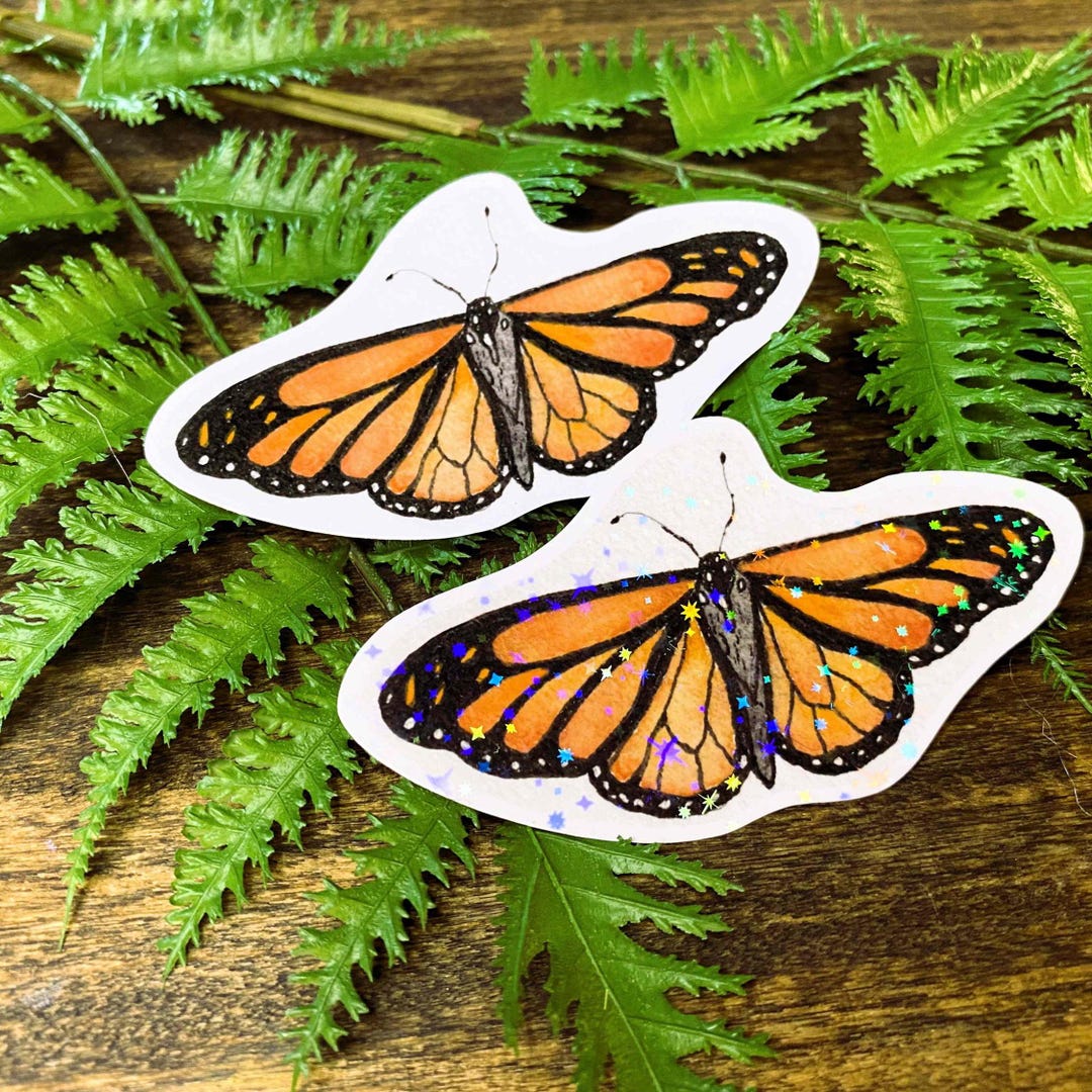 Monarch Butterfly Sticker: Waterproof Vinyl Decal, Laptop, Water Bottle ...