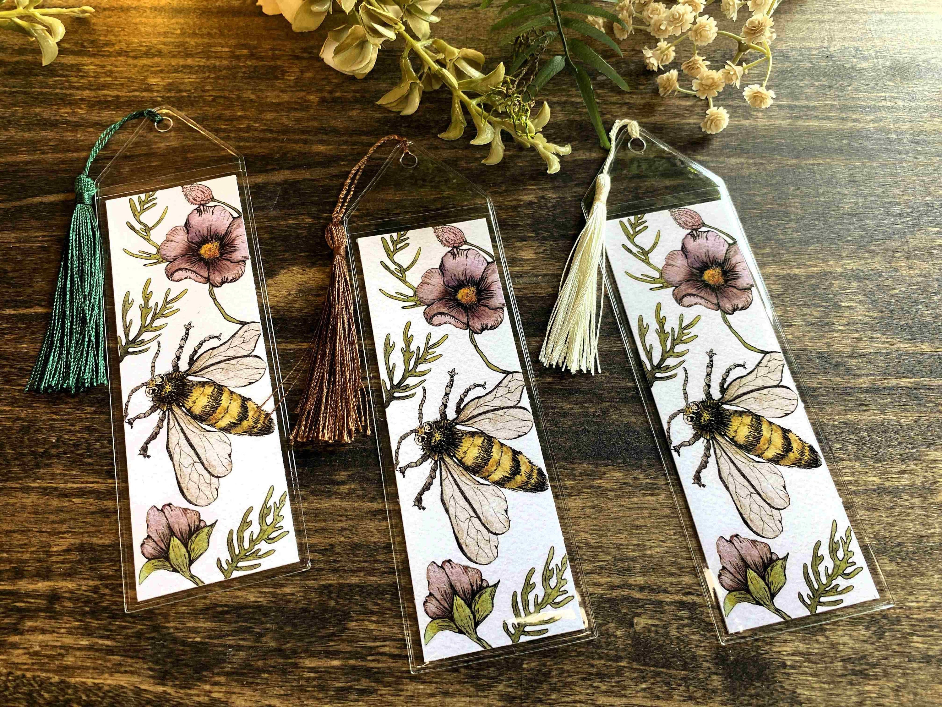 Handmade Honey Bee Bookmark: Botanical Watercolor Art - Etsy