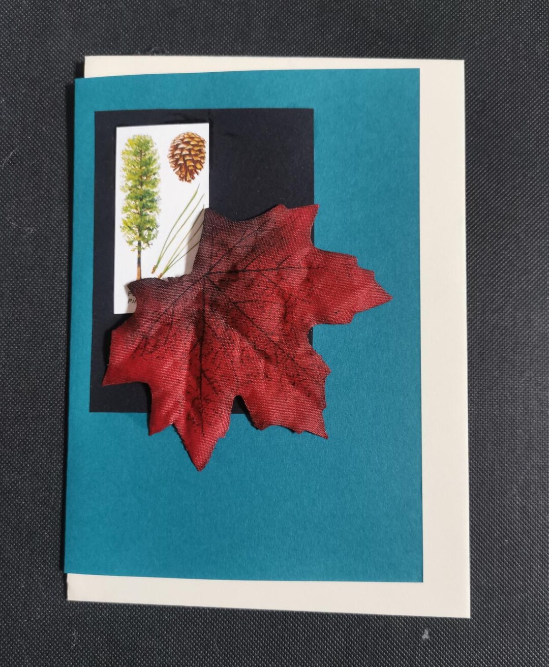 Unique Greeting Card, Collage Art With3d Maple Leaf on Card. Unique ...