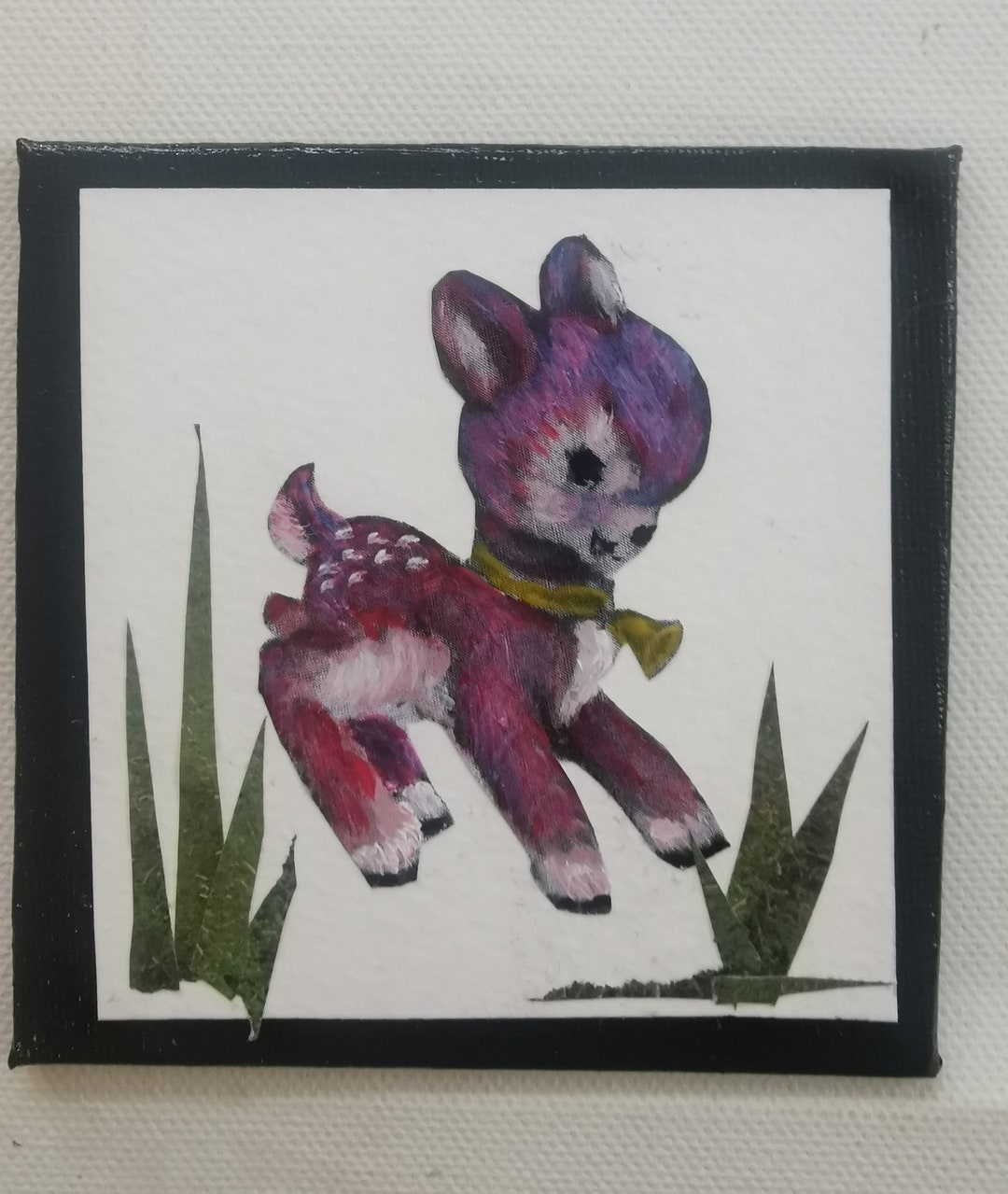 Small Kitsch Mixed Media Collage Art on Canvas Board Using Acrylic ...