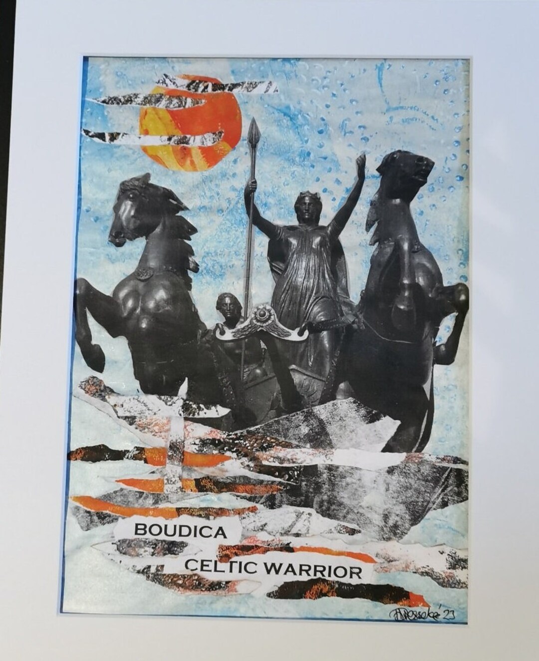 Boudica Celtic Warrior Collage: Original Gelli Art, Mixed Media - Etsy