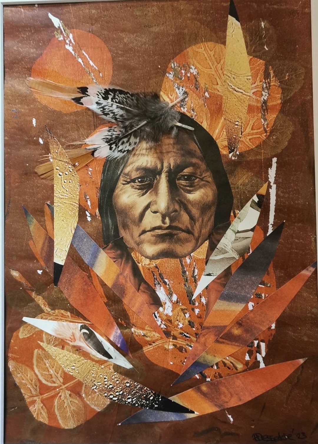 Native American Chieftain Collage Art: Upcycled Vintage Book Paper - Etsy