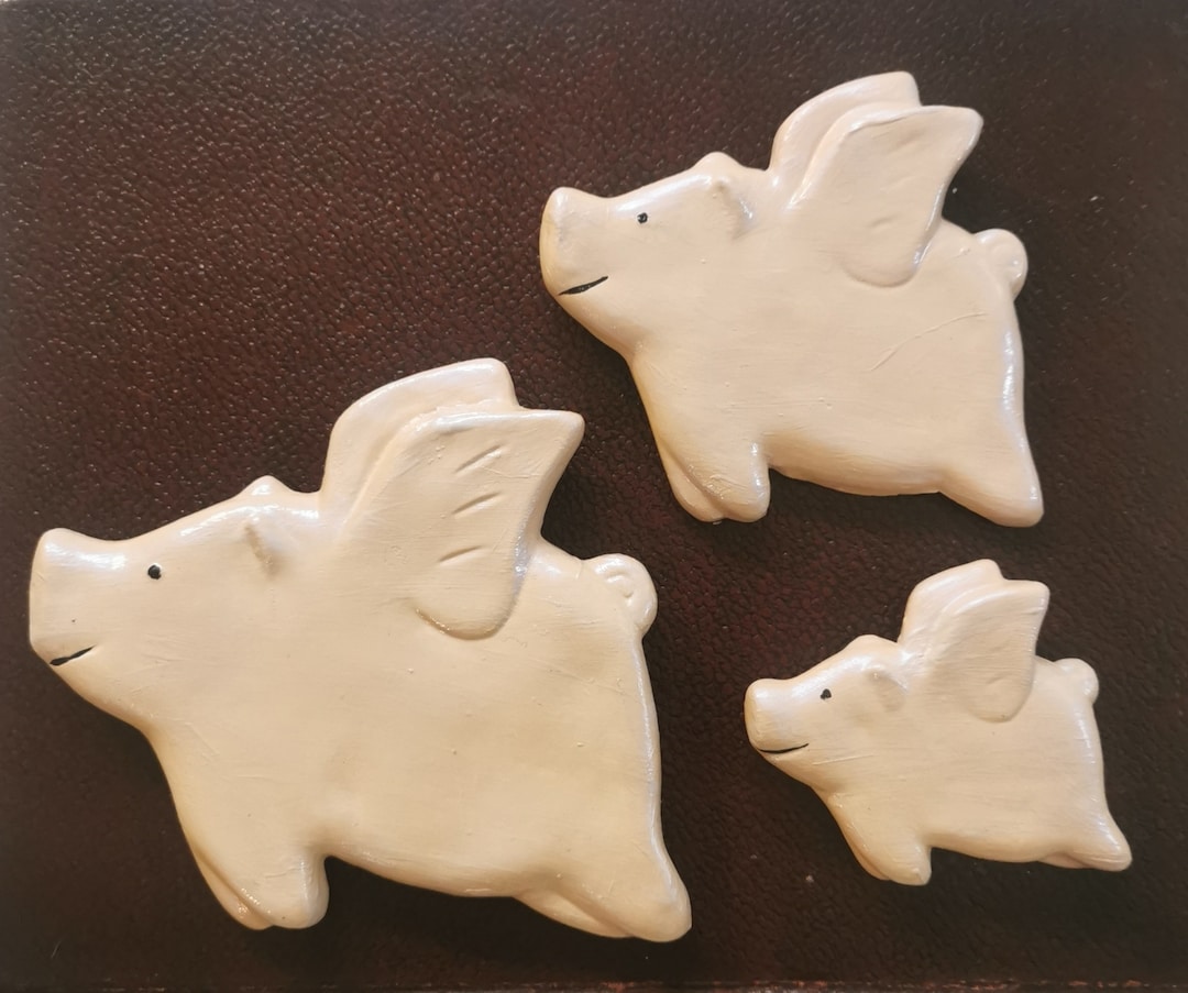 Flying Pigs Plaster Wall Plaques Pink British Pig Breeds Handmade in UK ...