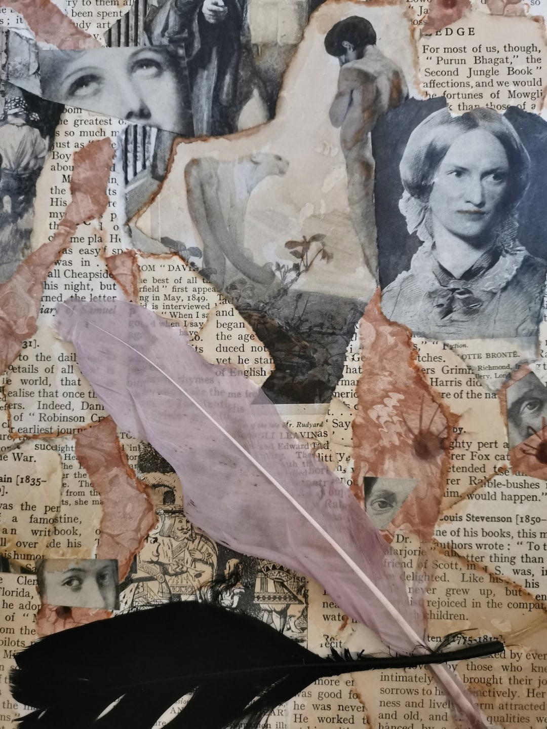 Vintage Book Page Collage Art: 'authors From History' - Retro Interior ...