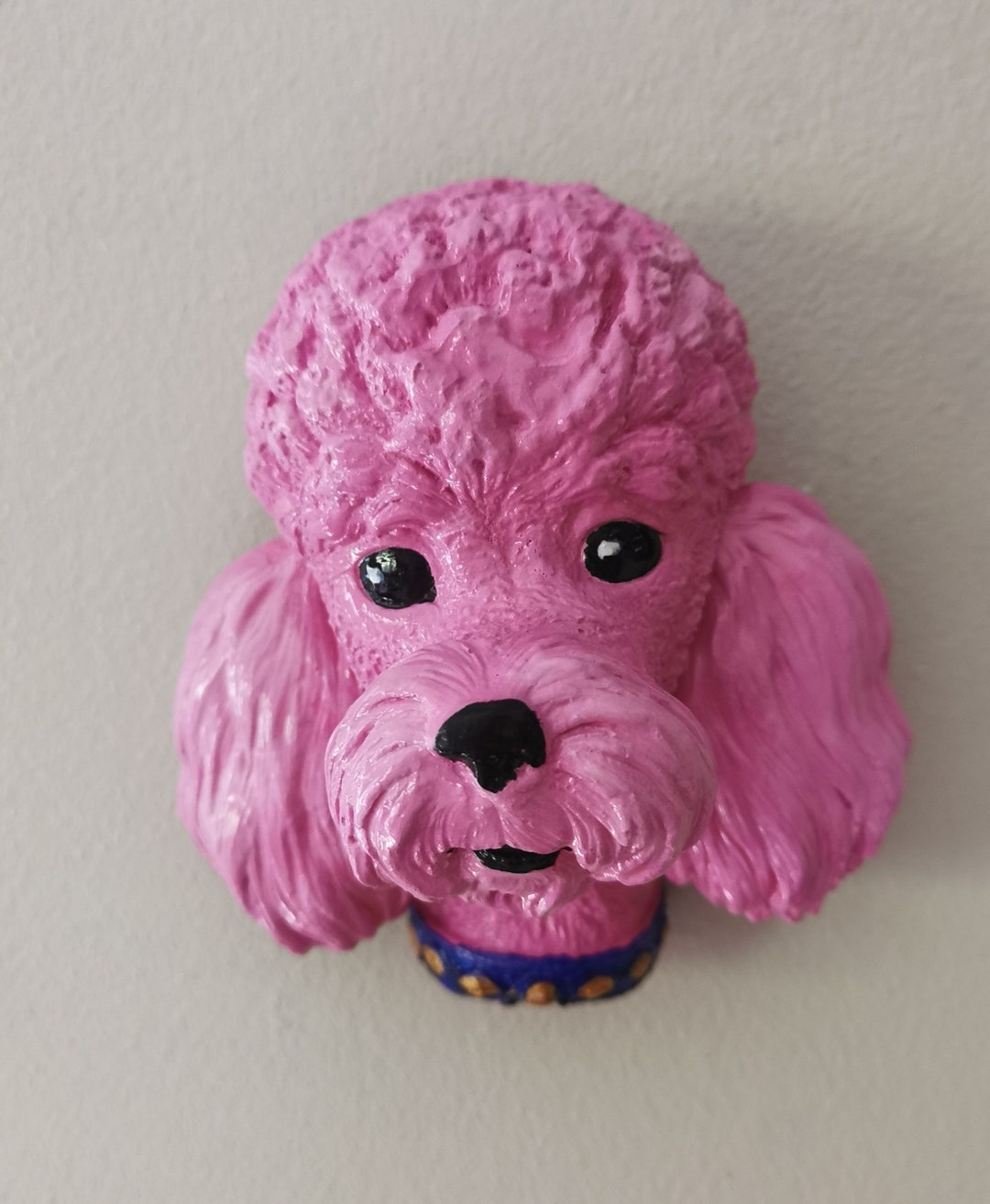 Pink Poodle Chalkware Plaster Wall Hanger Plaque Repro Handmade in UK ...