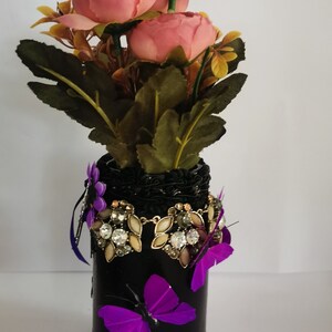 Black Purple Goth Jar With Butterfly 3D Collage on Up-cycled Glass Jar ...